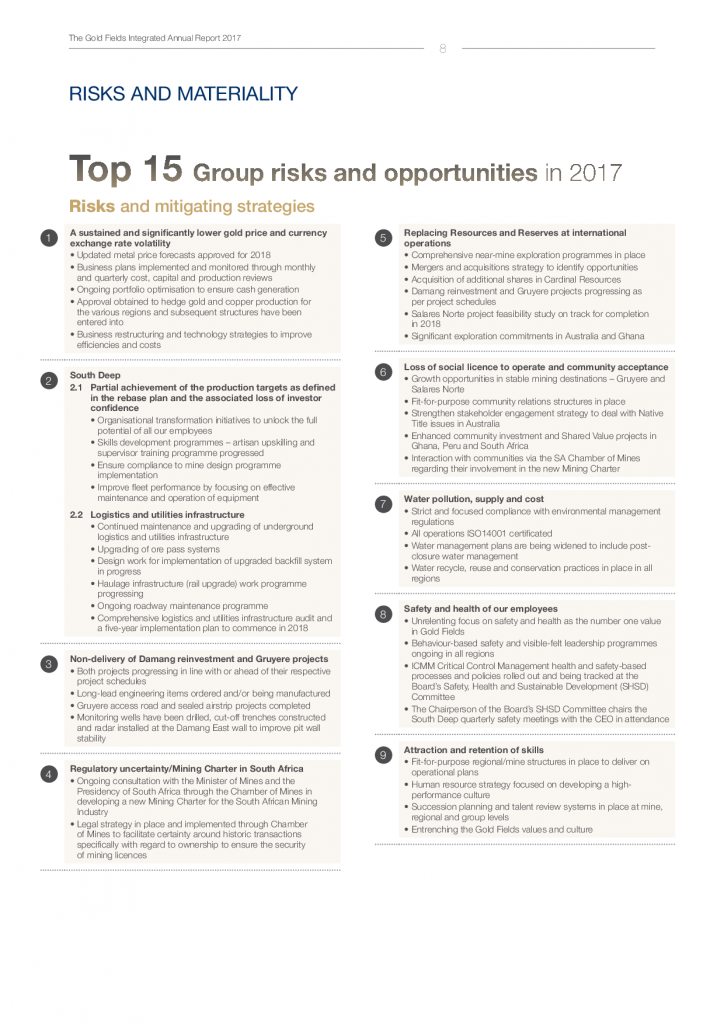 Risks and opportunities – Integrated Reporting Examples Database